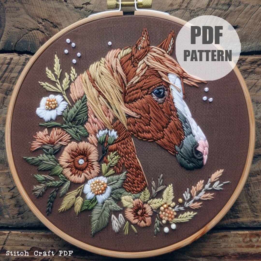 Horse Embroidery Pattern, Animal Embroidery Pattern, Barn Yard ...