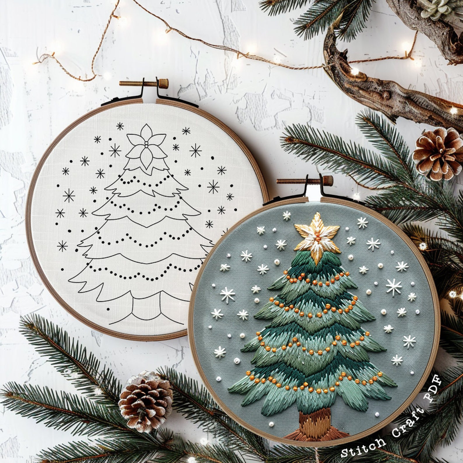 Christmas Tree Hand Embroidery Pattern, Instant Download, Beginner ...