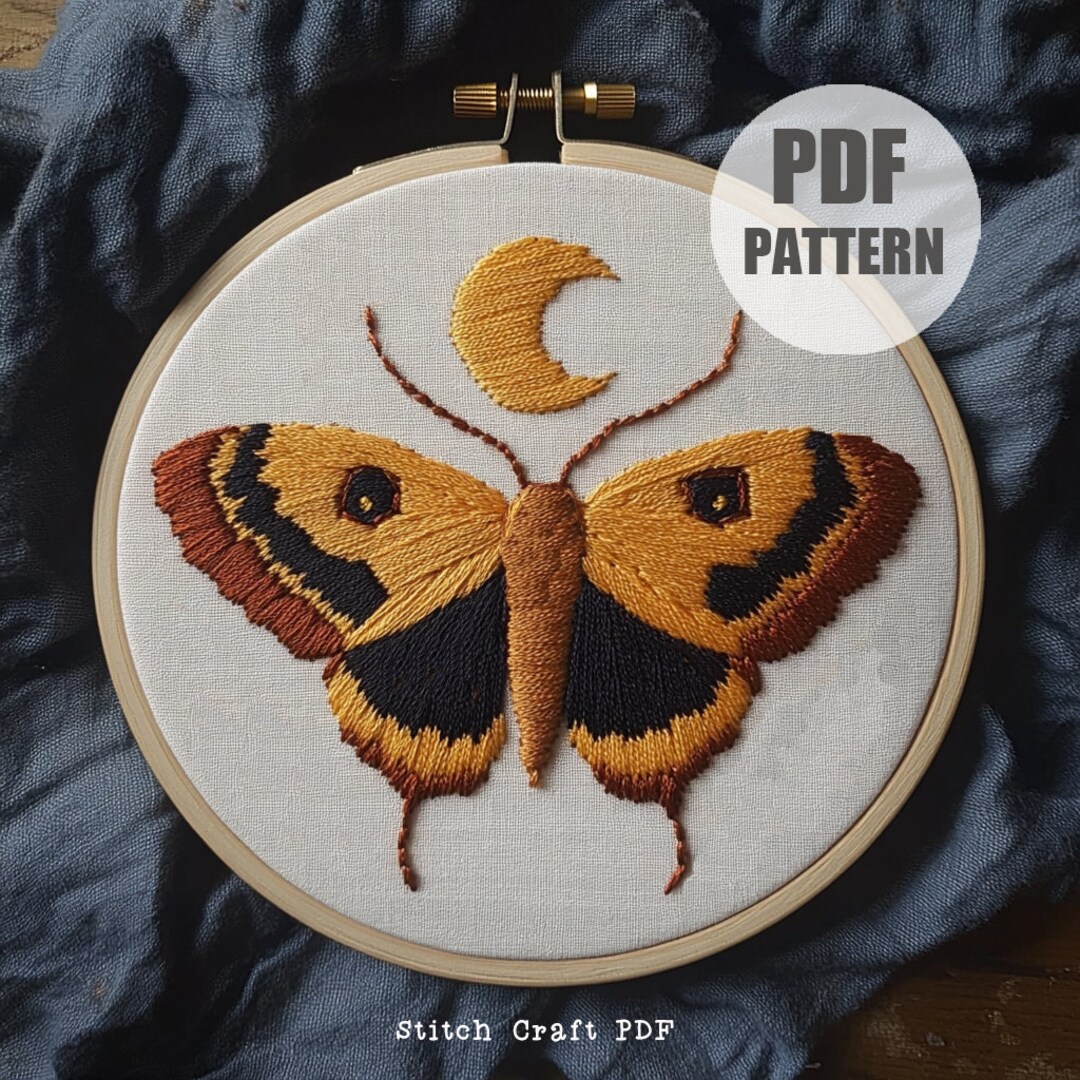 Luna Moth Embroidery Pattern PDF, Digital File, Hand Embroidery Pattern ...