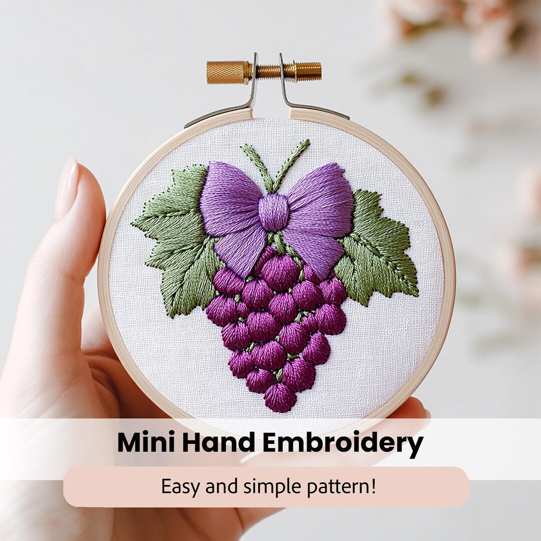 Grapes Hand Embroidery Pattern: Cottagecore Fruit Design (PDF Template ...