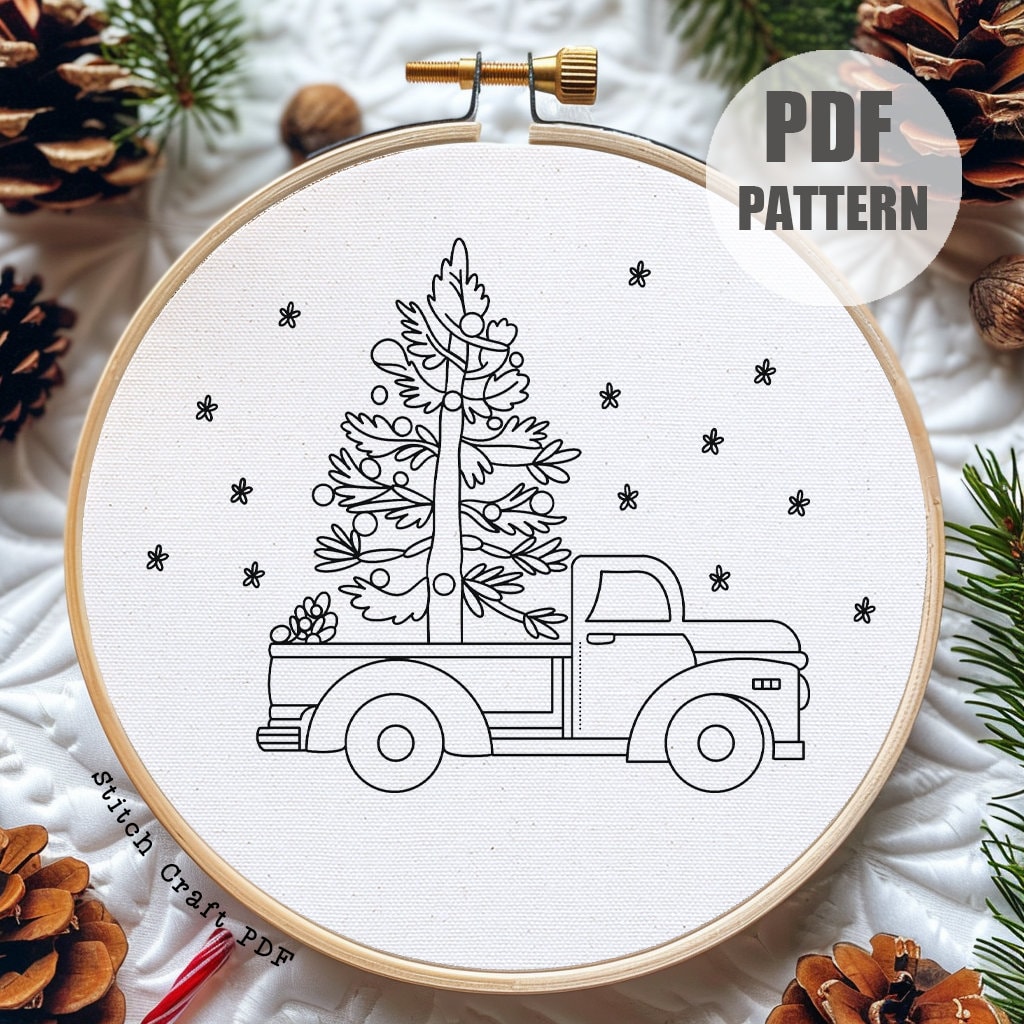 Red Truck Embroidery Template, Printable Embroidery Pattern, Hand ...