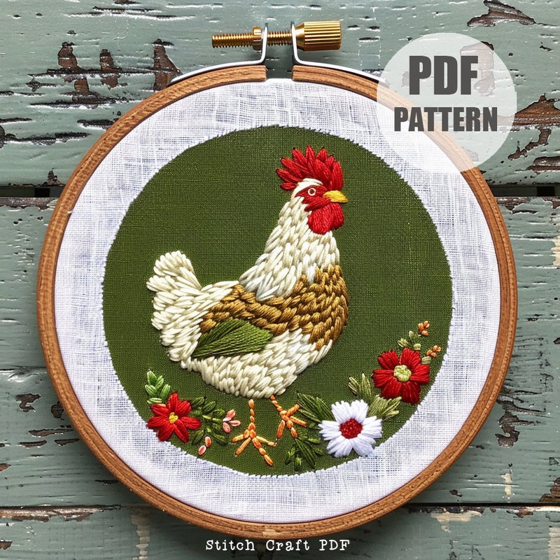 Rooster Embroidery - Etsy