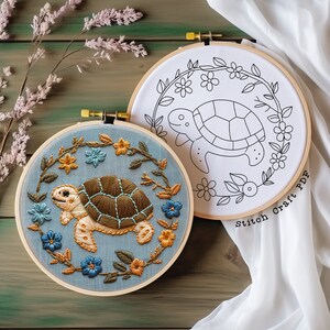 Turtle Hand Embroidery, Embroidery Pattern, Turtle Embroidery, Turtle ...