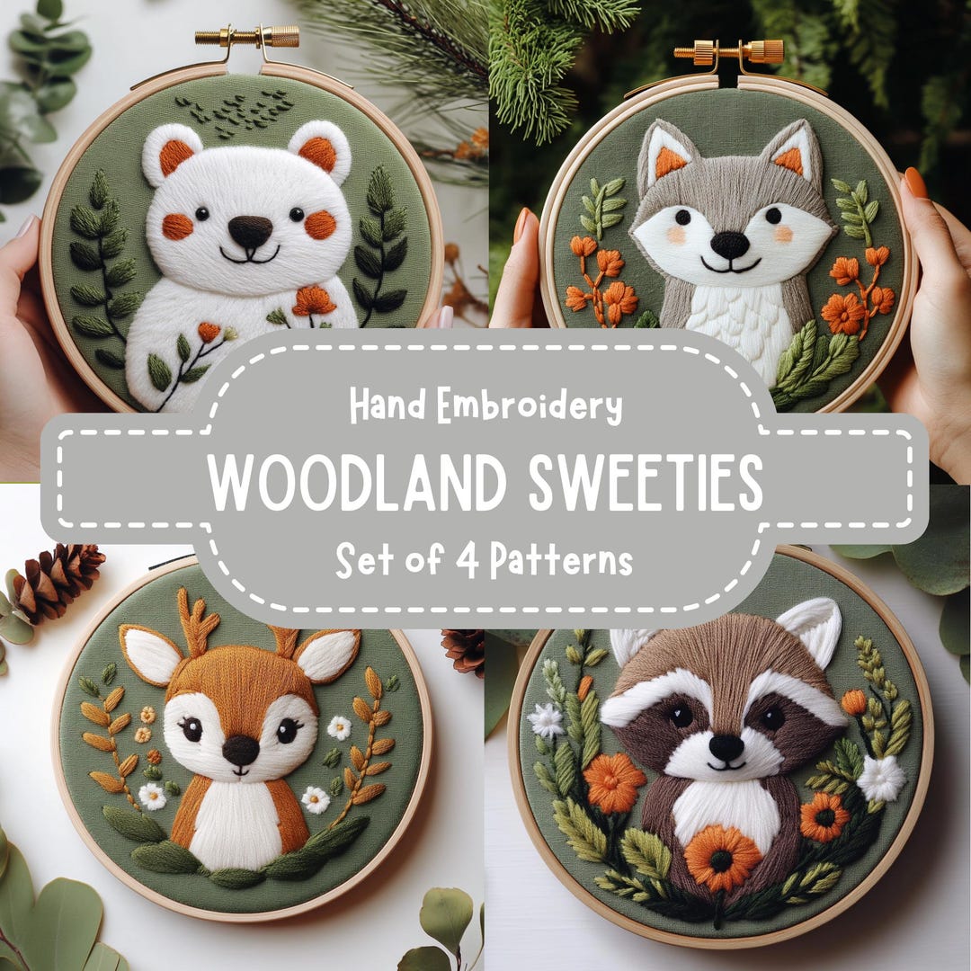 Woodland Sweeties, Wild Life Embroidery Pattern, Nature Hand Embroidery ...
