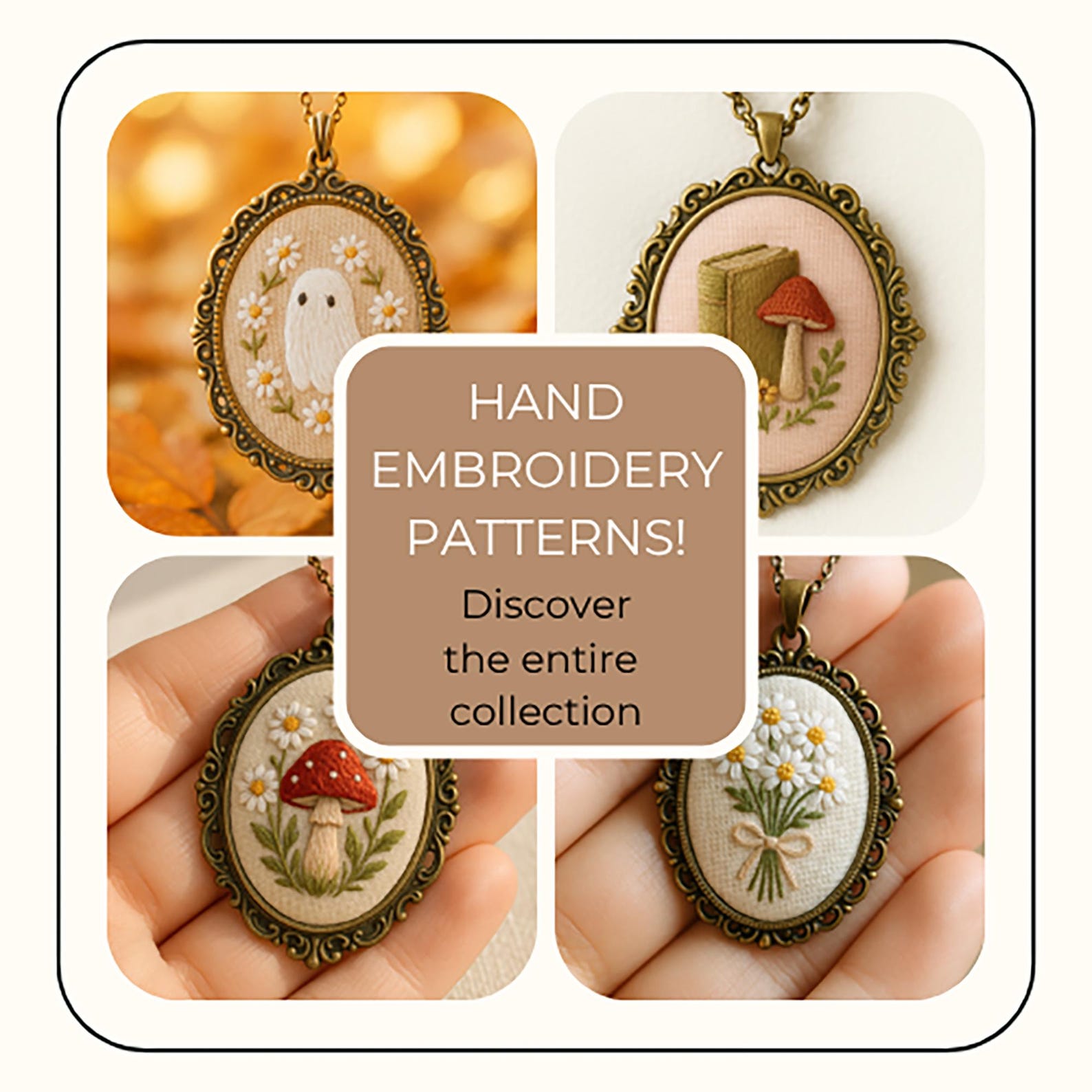 Daisy Toadstool Embroidery Pattern: Whimsical Forest Pendant, Pdf File ...