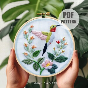 Hand Embroidery Pattern, Hummingbird, Pdf Pattern, Beginner Thread ...