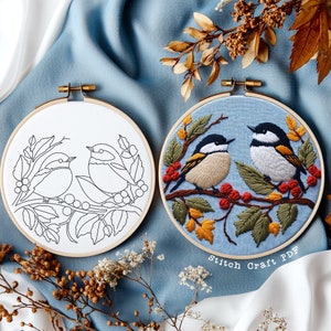 Chickadee Duo Embroidery Craft | Winter Birds | Hoop Art, Beginner ...