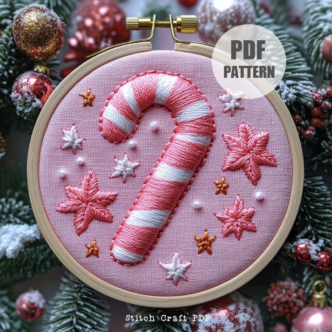 Candy Cane Embroidery,instant Download, Embroidery Design, Festive ...