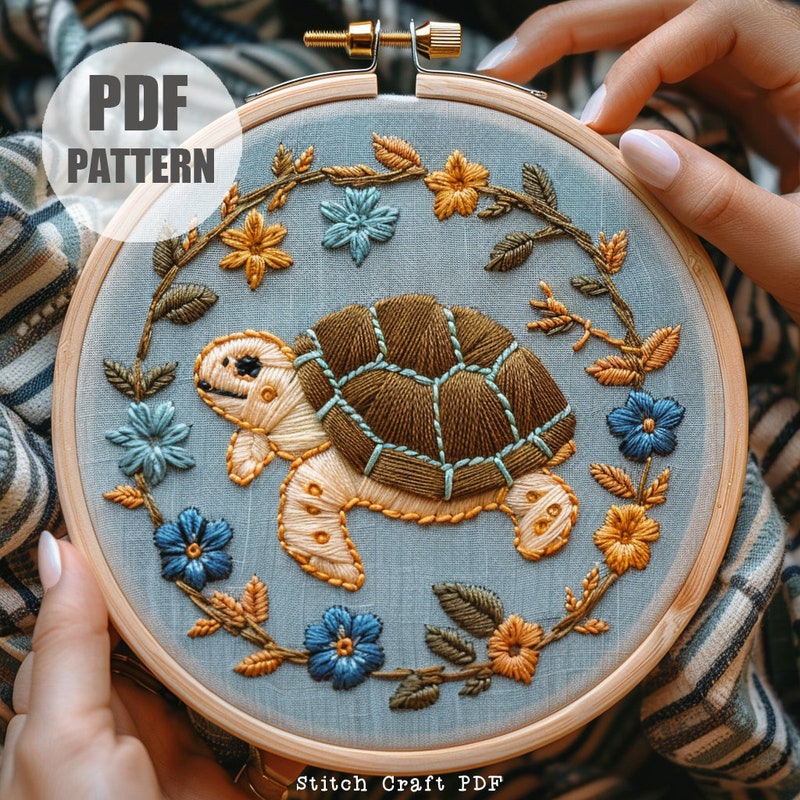 Turtle Embroidery - Etsy