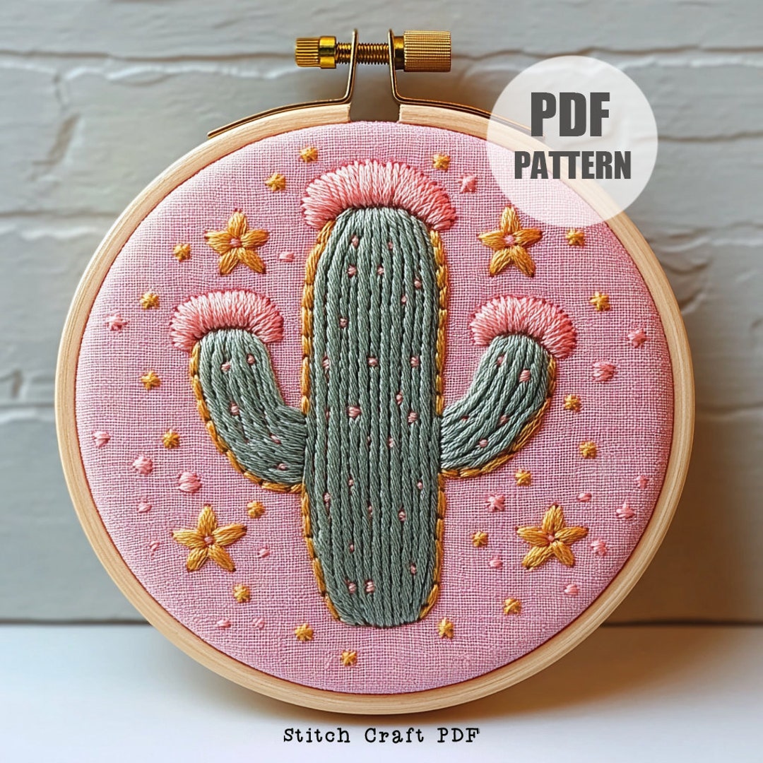 Cactus Hand Embroidery, Cactus Embroidery Design, Instant Download PDF ...