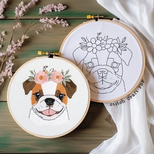 Cute Puppy Hand Embroidery Design, Hand Embroidery Pattern, Hand ...