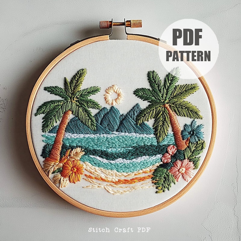 Beach Embroidery - Etsy