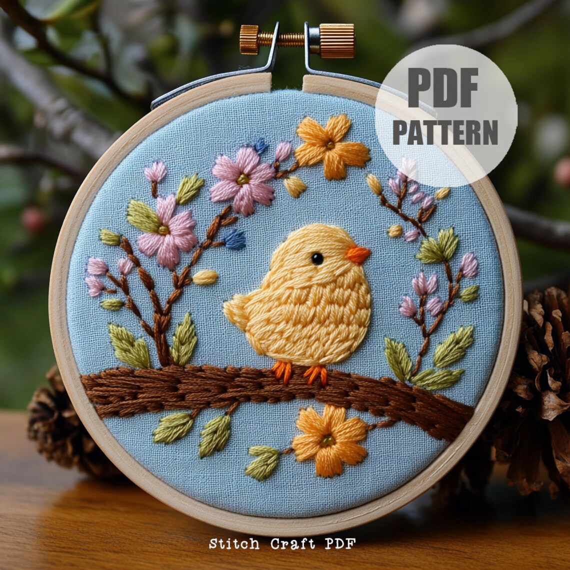 Easter Chick Hand Embroidery Pattern, Baby Chick, Floral Chick ...