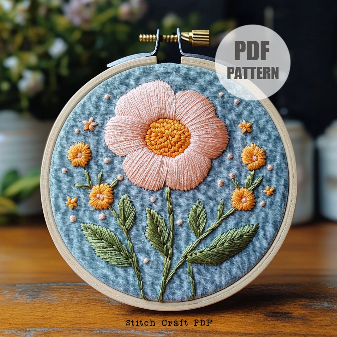Whimsical Modern Floral Embroidery Pattern , Magic Flower Embroidery ...