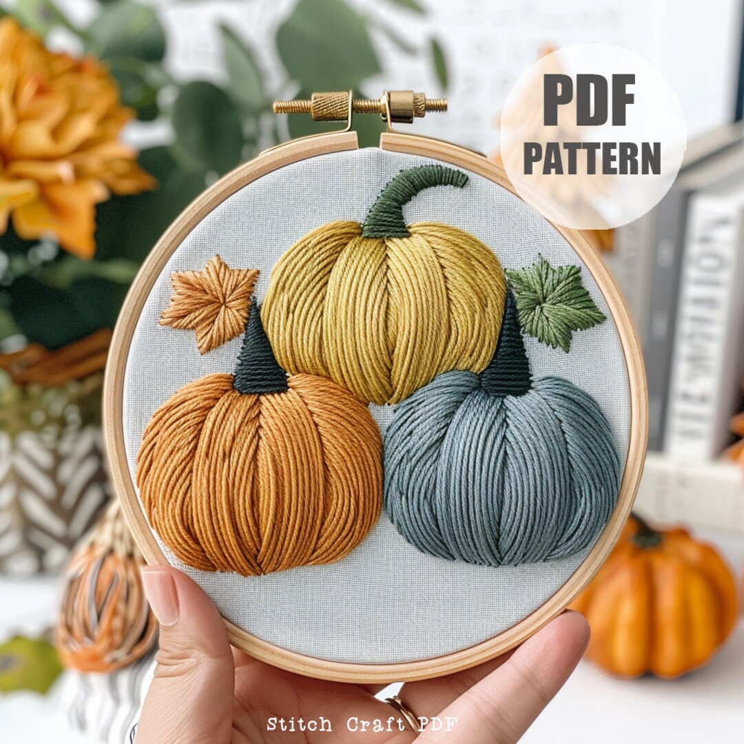 Fall Pumpkin Embroidery, Printable Pattern, Hand Embroidery Design ...