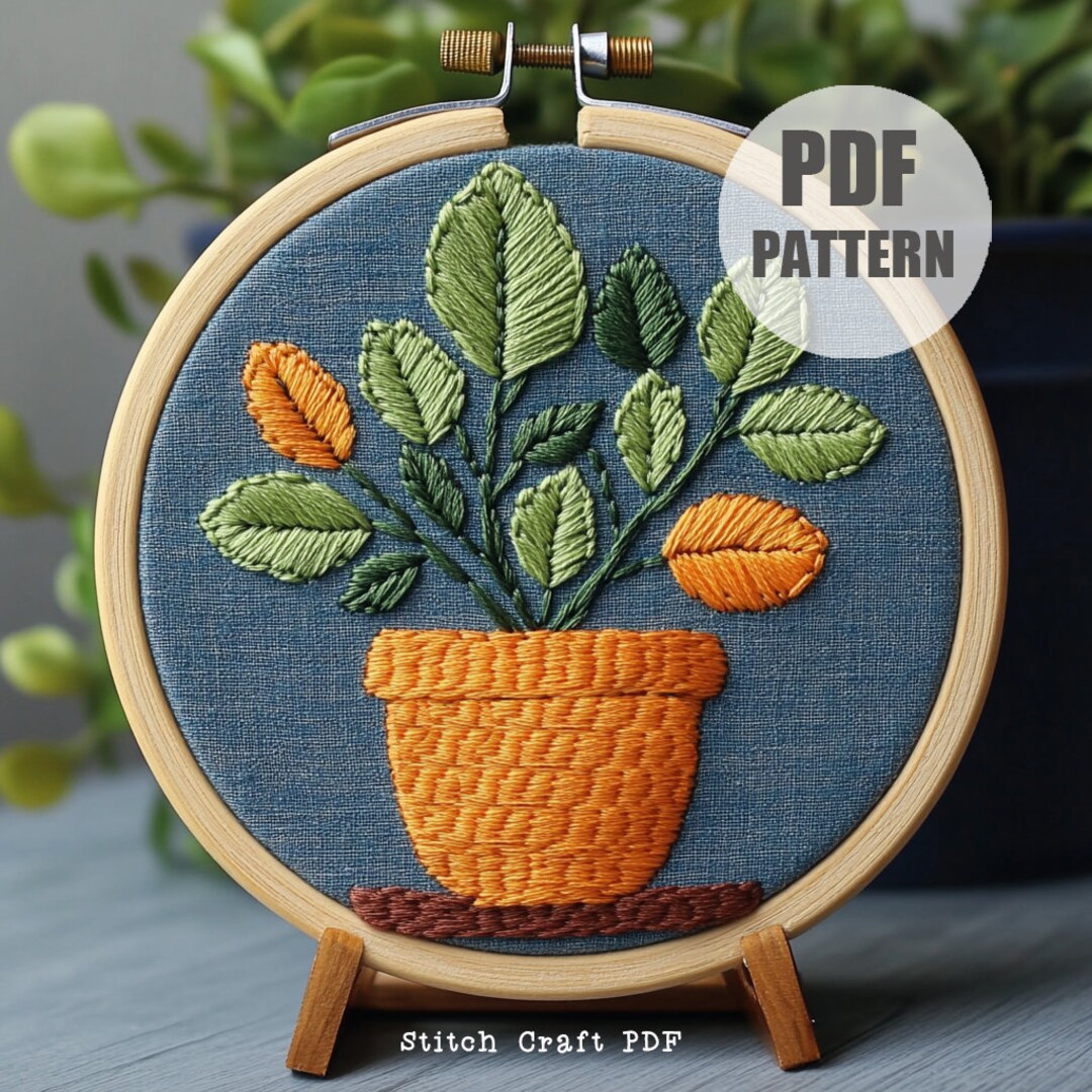 Houseplant Embroidery, PDF Pattern, Fresh Plants, Botanical Embroidery ...