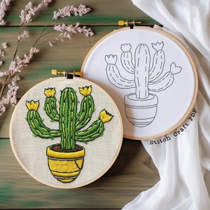Cactus Hand Embroidery Pattern, Cactus Plant Art, House Plant Pattern ...