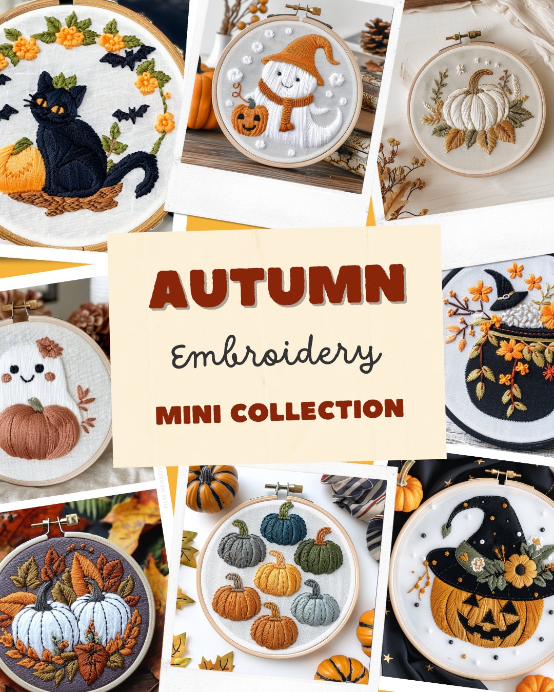 Autumn Hand Embroidery Patterns: Mini Collection, Printable Templates ...