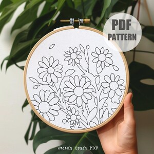 Daisies Hand Embroidery Pattern, PDF Pattern, Embroidery Pattern ...