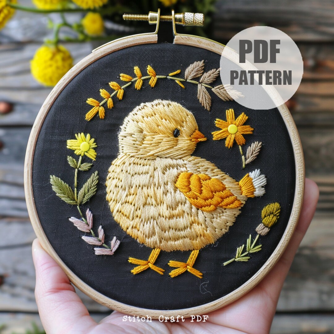 Little Chick Embroidery Pattern, Instant Download, Farm Embroidery ...