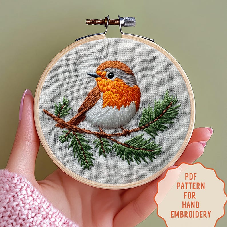 Winter Robin Embroidery Pattern: Christmas Needlework, Hoop Art ...