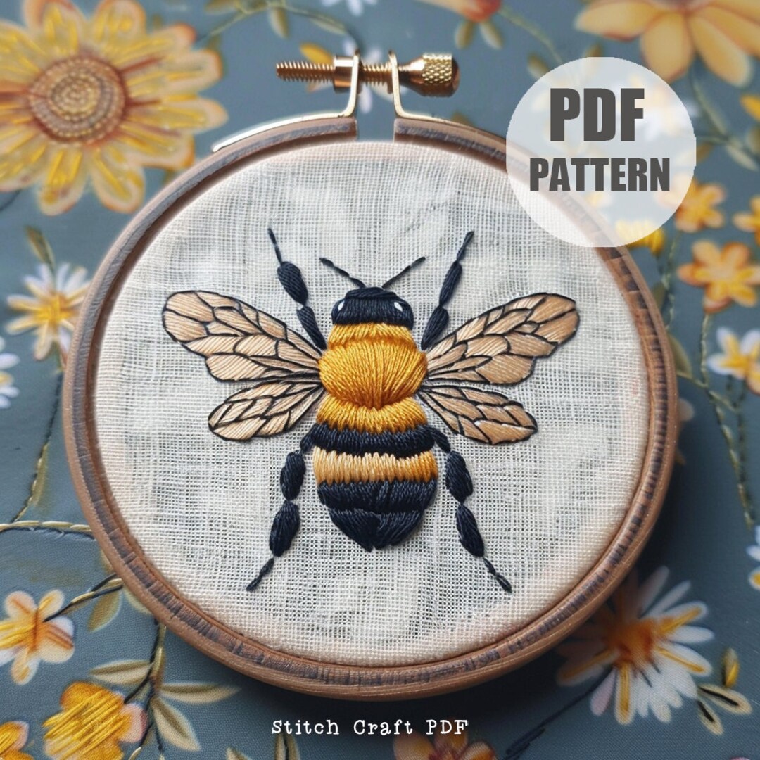 Bumble Bee Embroidery, Embroidery Pattern, Bee Embroidery, Insect Embroidery, PDF Pattern ...