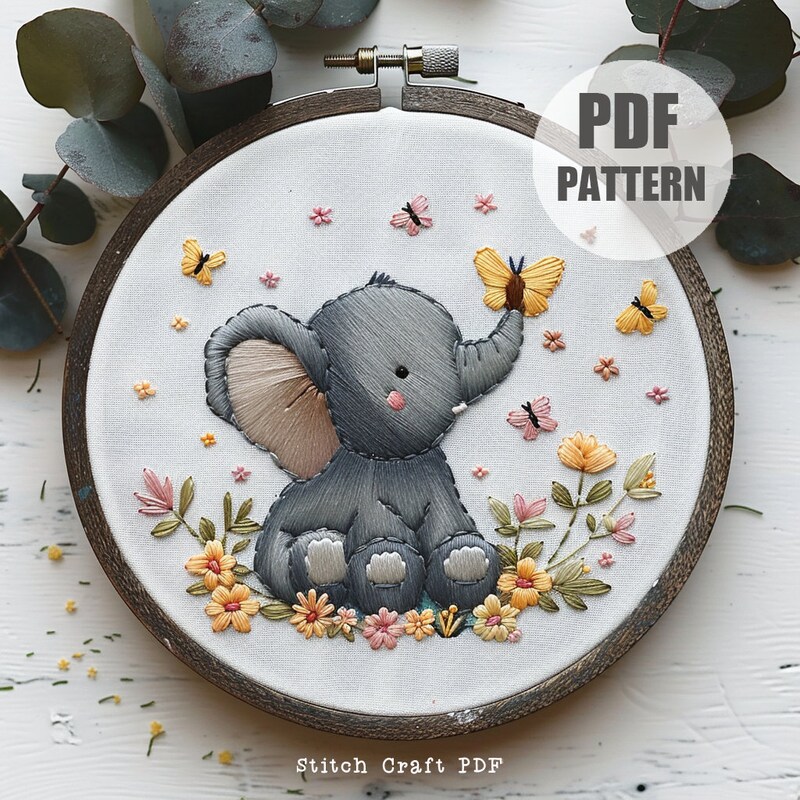 Elephant Embroidery - Etsy