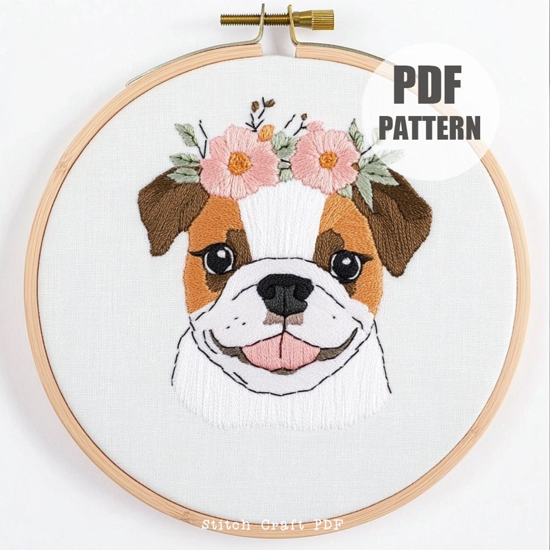 Cute Puppy Hand Embroidery Design, Hand Embroidery Pattern, Hand ...