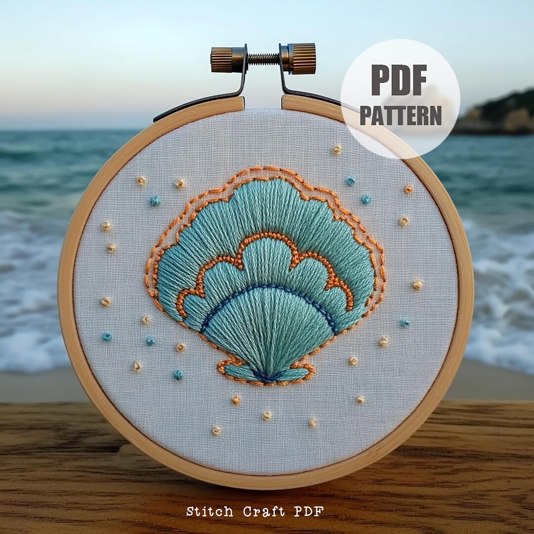 Sea Shells Embroidery Pattern, Instant Download, Seashell Needlepoint ...