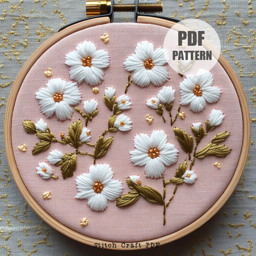 Cherry Blossom Hand Embroidery Design, PDF File, Digital Download ...