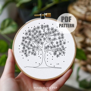 Spring Tree Hand Embroidery Pattern, Tree Embroidery, Forest, Garden ...