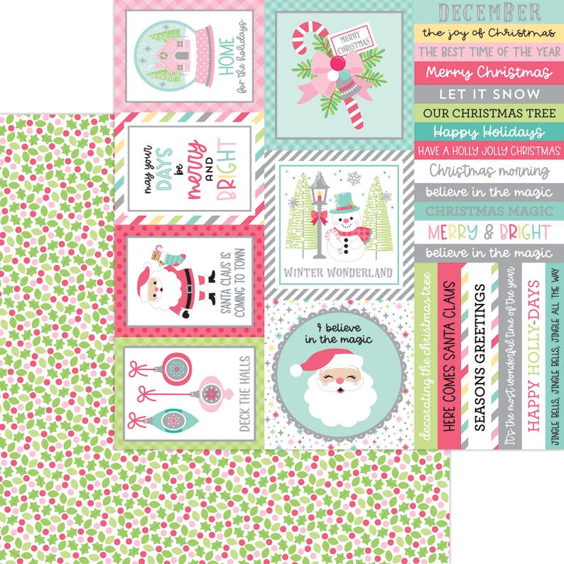 12x12 TINSEL TIME Paper Pack With Stickers, Christmas Winter-doodlebug ...