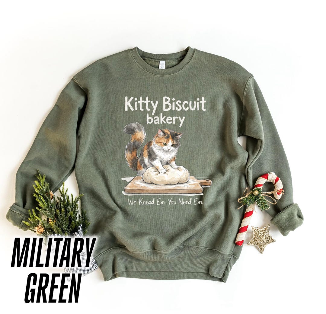 Vintage Kitty Biscuit Bakery Sweatshirt, Funny Cat Lover Comfort Colors ...