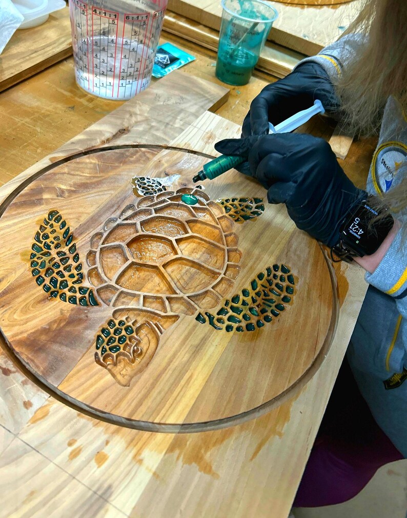 White Oak Charcuterie Board: Turtle Inlay, Food Safe, Handcrafted, Heat ...