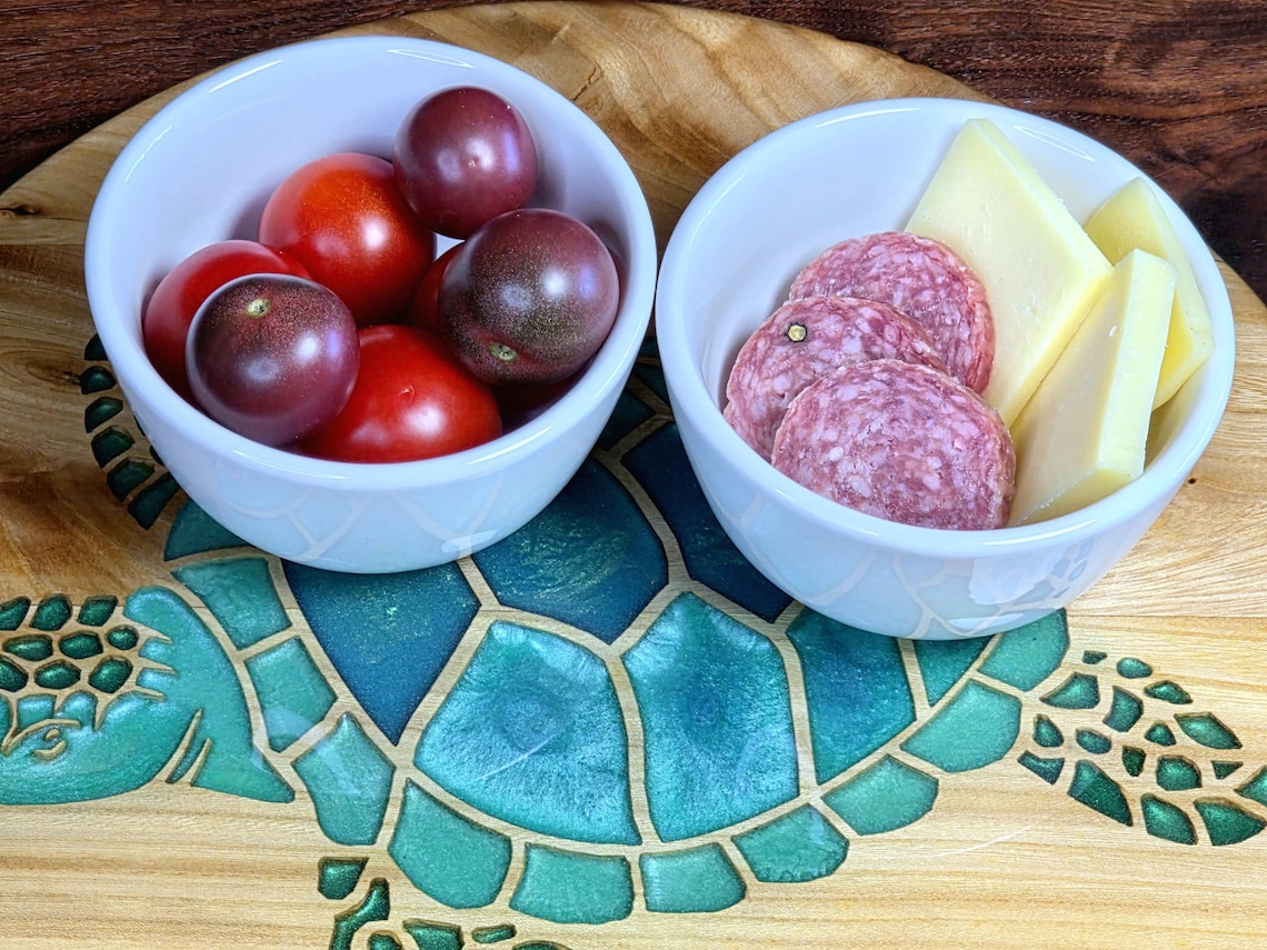 White Oak Charcuterie Board: Turtle Inlay, Food Safe, Handcrafted, Heat ...