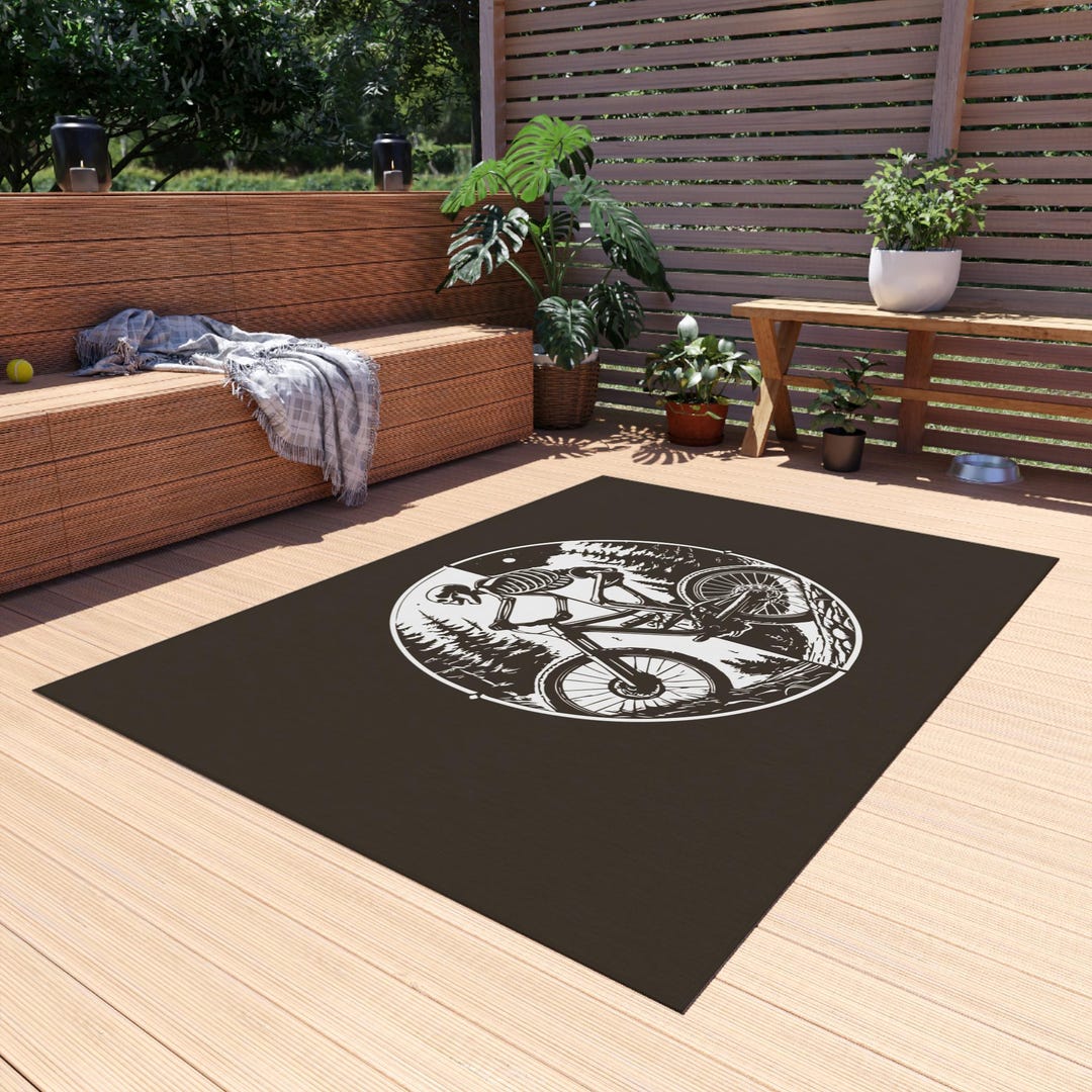 MTB Skeleton Outdoor Rug Mountain Bike Lover Gift Trail Riding Decor ...