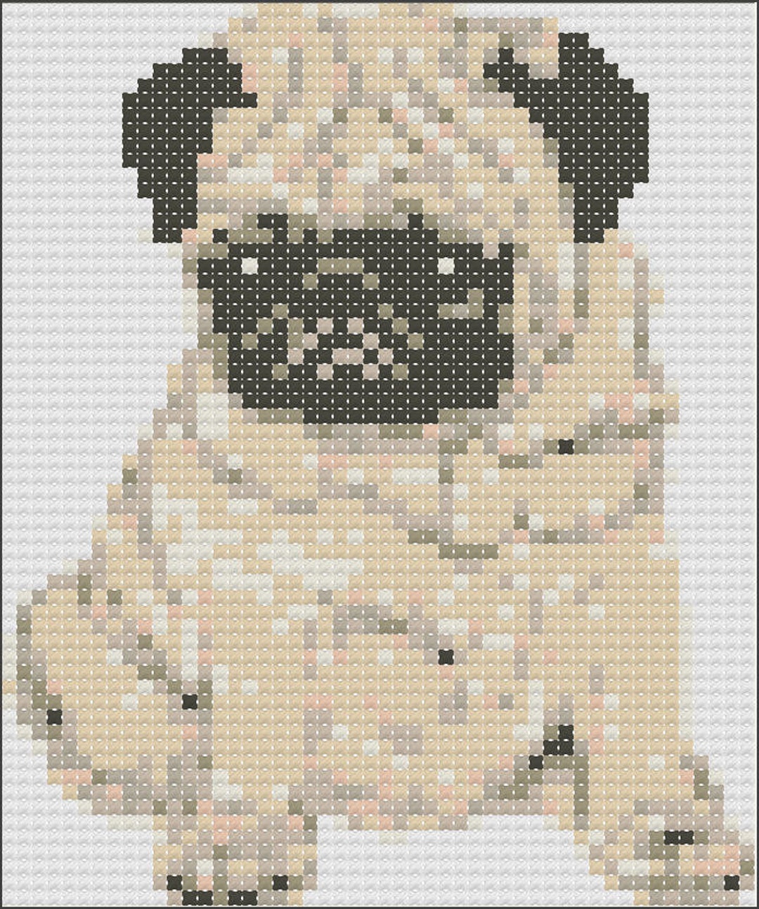 Pug Cross Stitch / Knitting Chart Easy 2 - Etsy