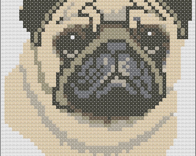 Pug Cross Stitch / Knitting Chart - Easy # 1 - Etsy