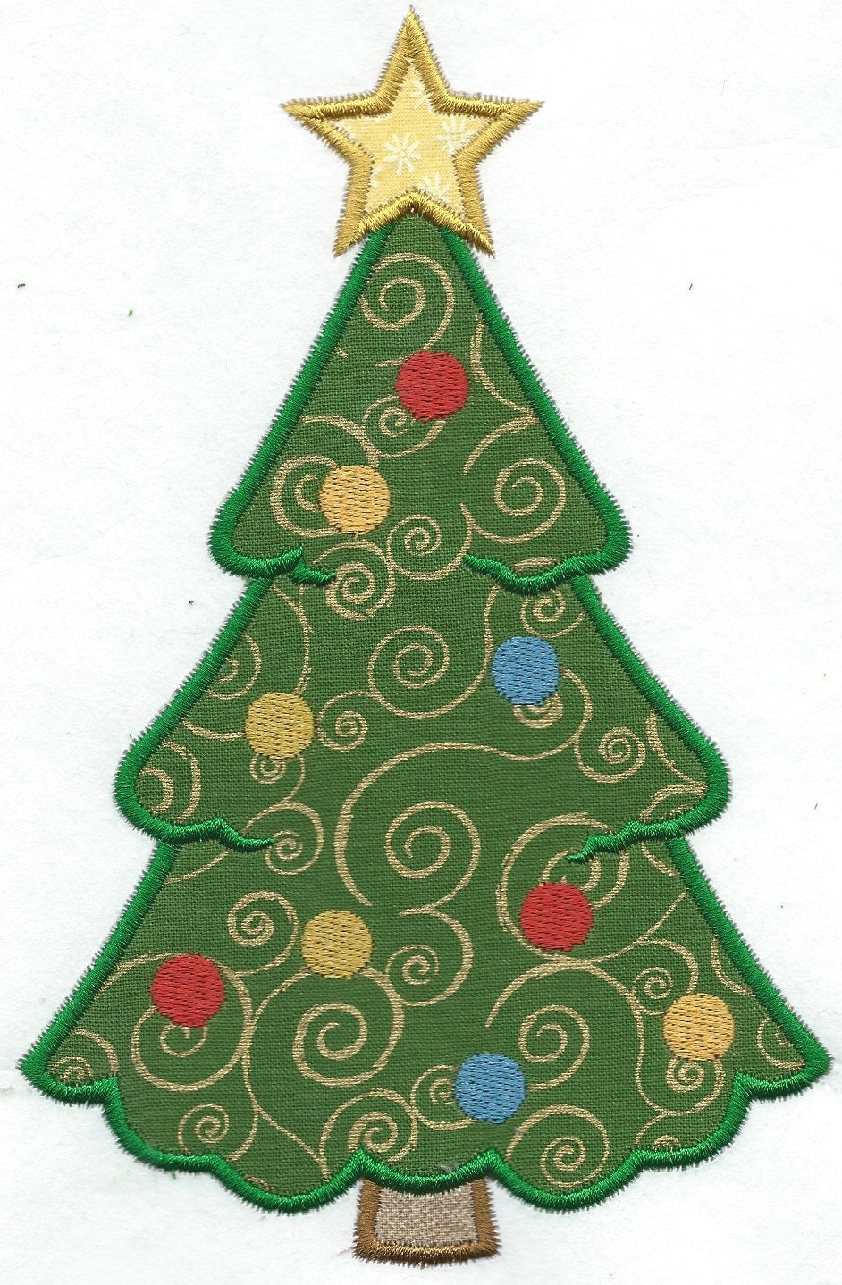 Christmas Tree Applique iron-on patch newest design machine | Etsy