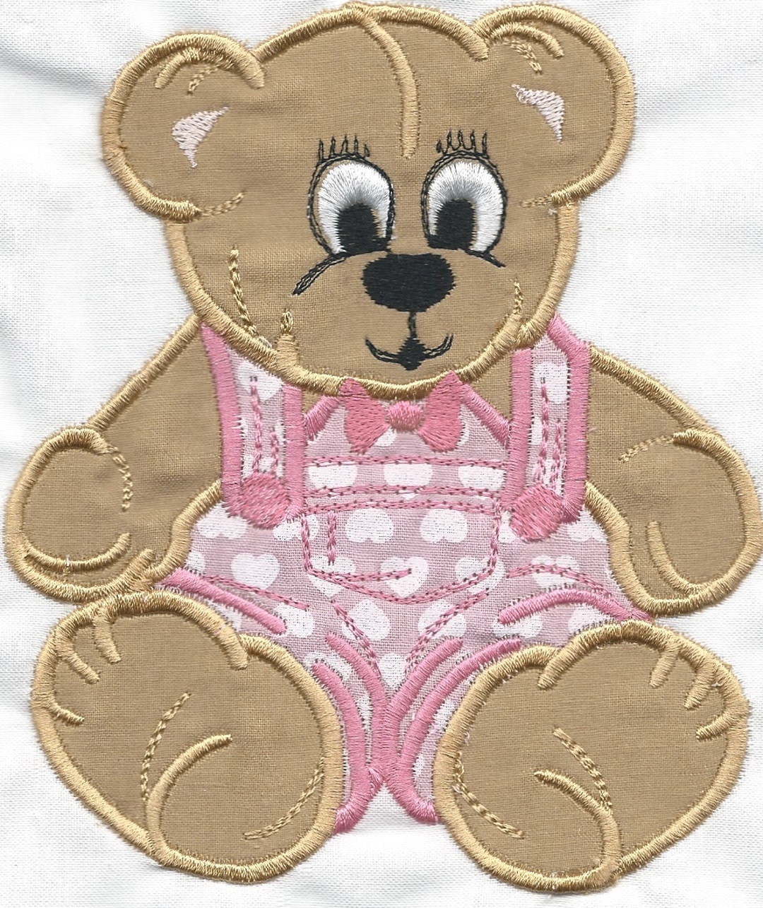 Girl Bear With Pink Heart Outfit, Iron-on Patch Machine Embroidered - Etsy