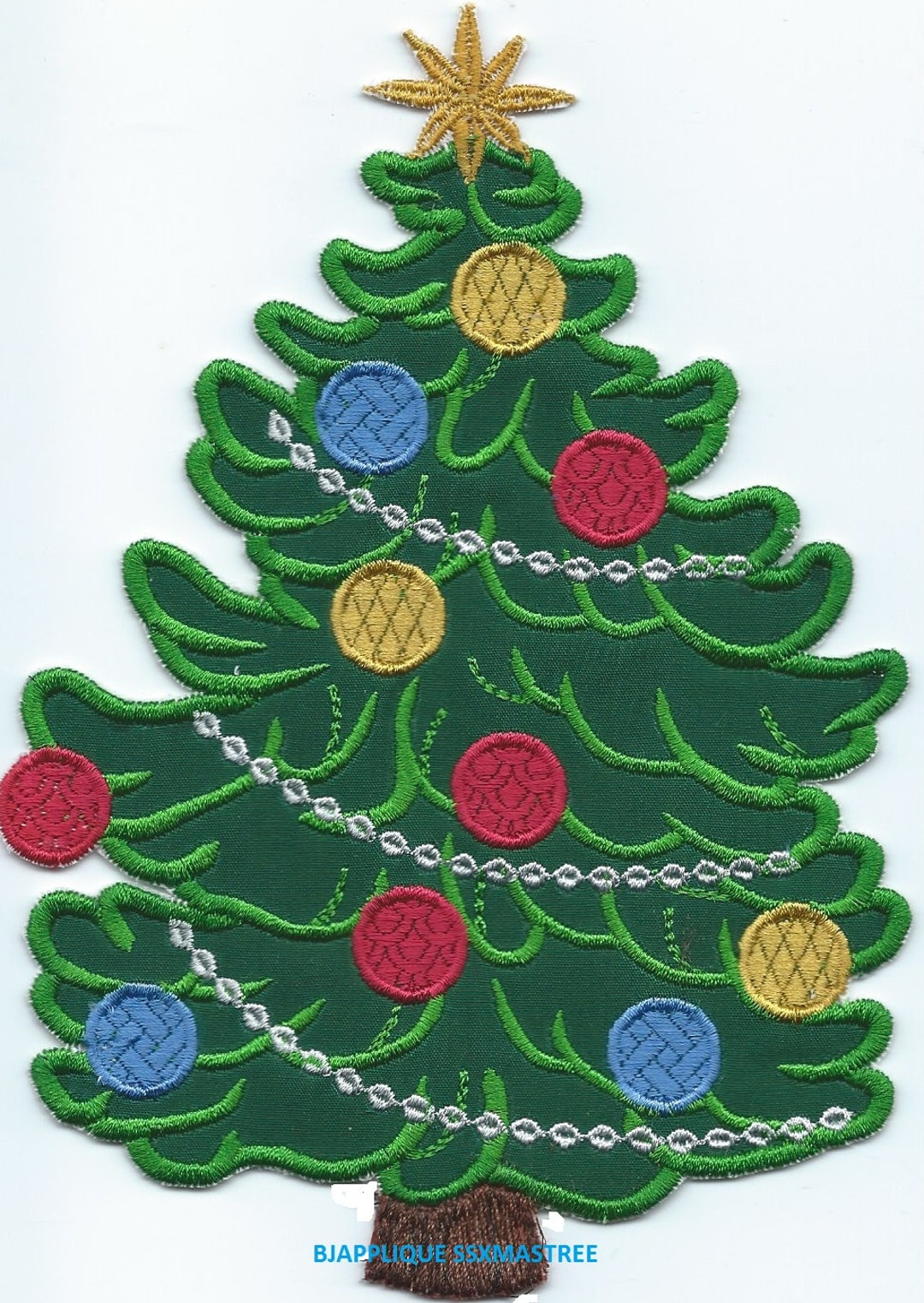 Christmas Tree Applique Iron-on Patch 5X7 Inch Newest Design Machine ...