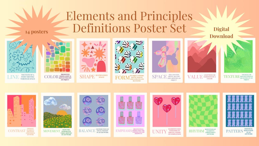 Elements and Principles Posters: With Definitions - Etsy