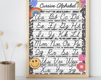 Cursive Alphabet Poster - Etsy