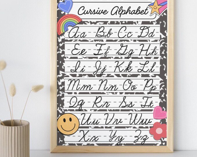 Cursive Alphabet Poster - Etsy Canada