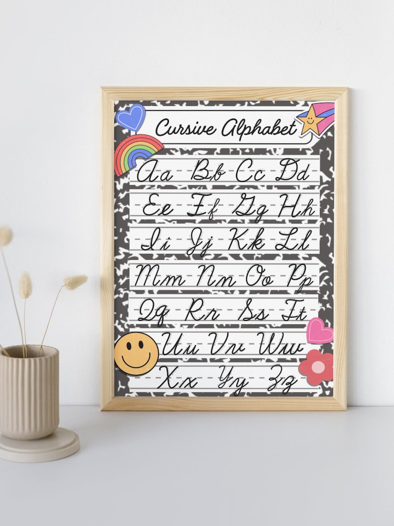Cursive Alphabet Poster - Etsy