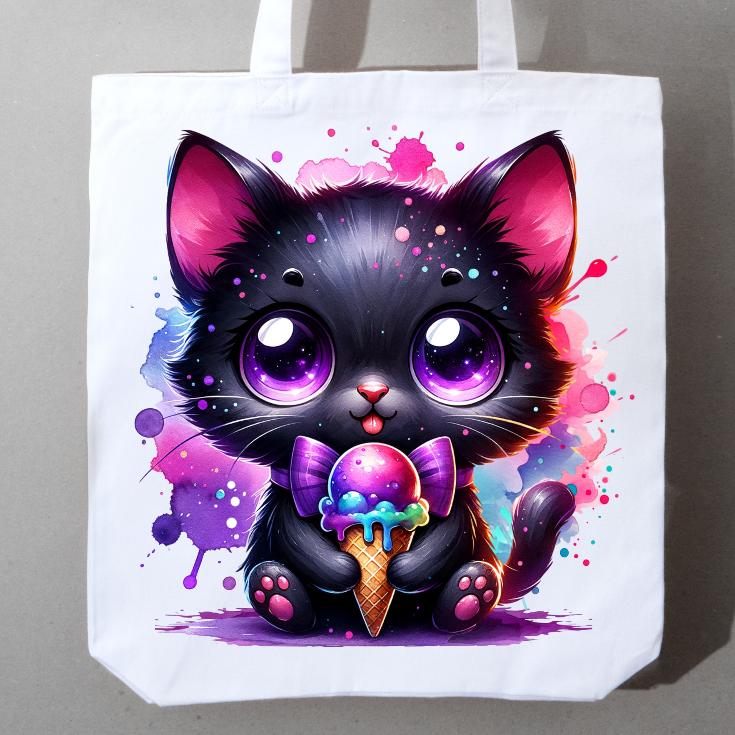 Cute Cat / Kitten & Ice-cream Cone Colorful Kid's T-shirt Sublimation ...