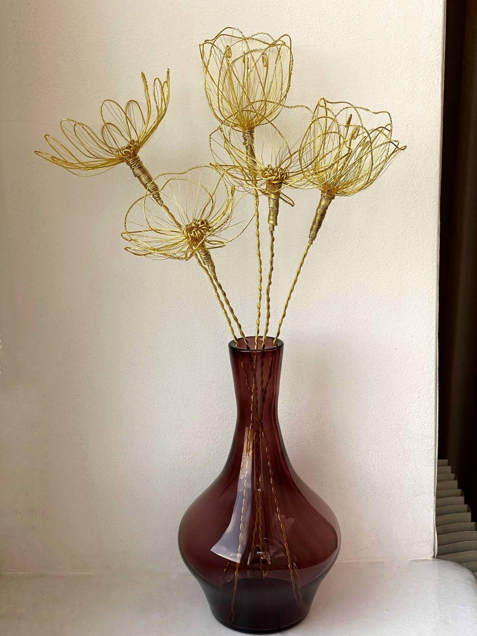 Golden Wire Flowers. Wire Bouquets. - Etsy
