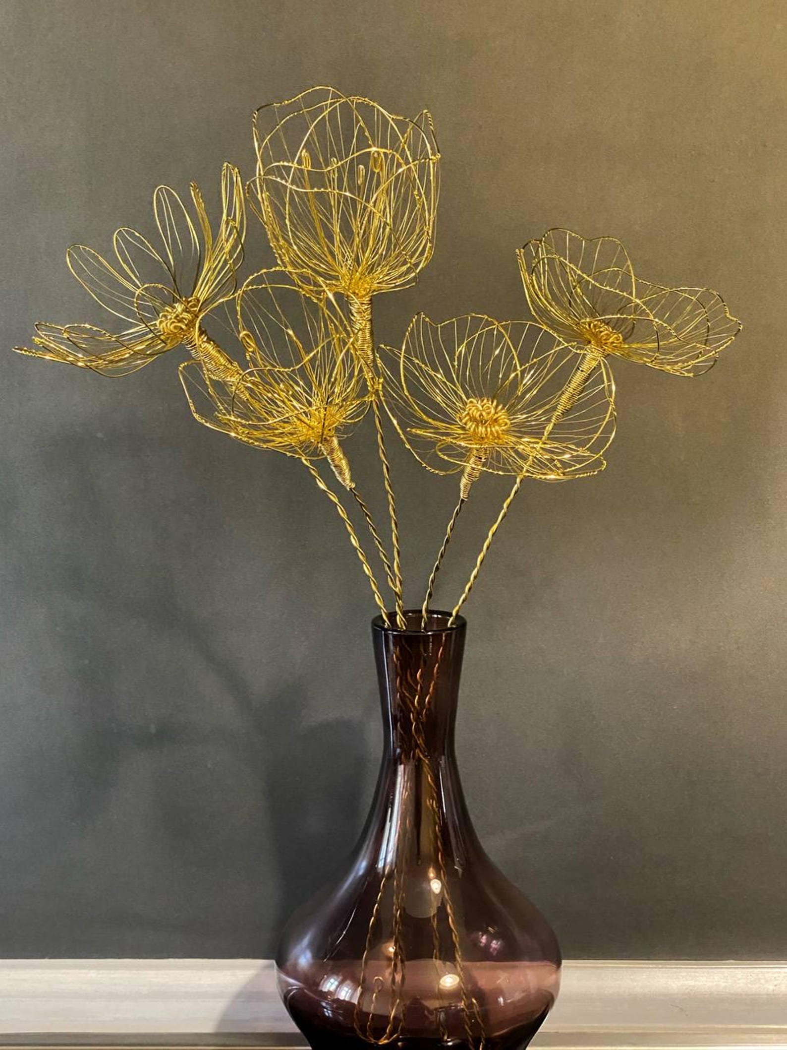 Golden Wire Flowers. Wire Bouquets. - Etsy