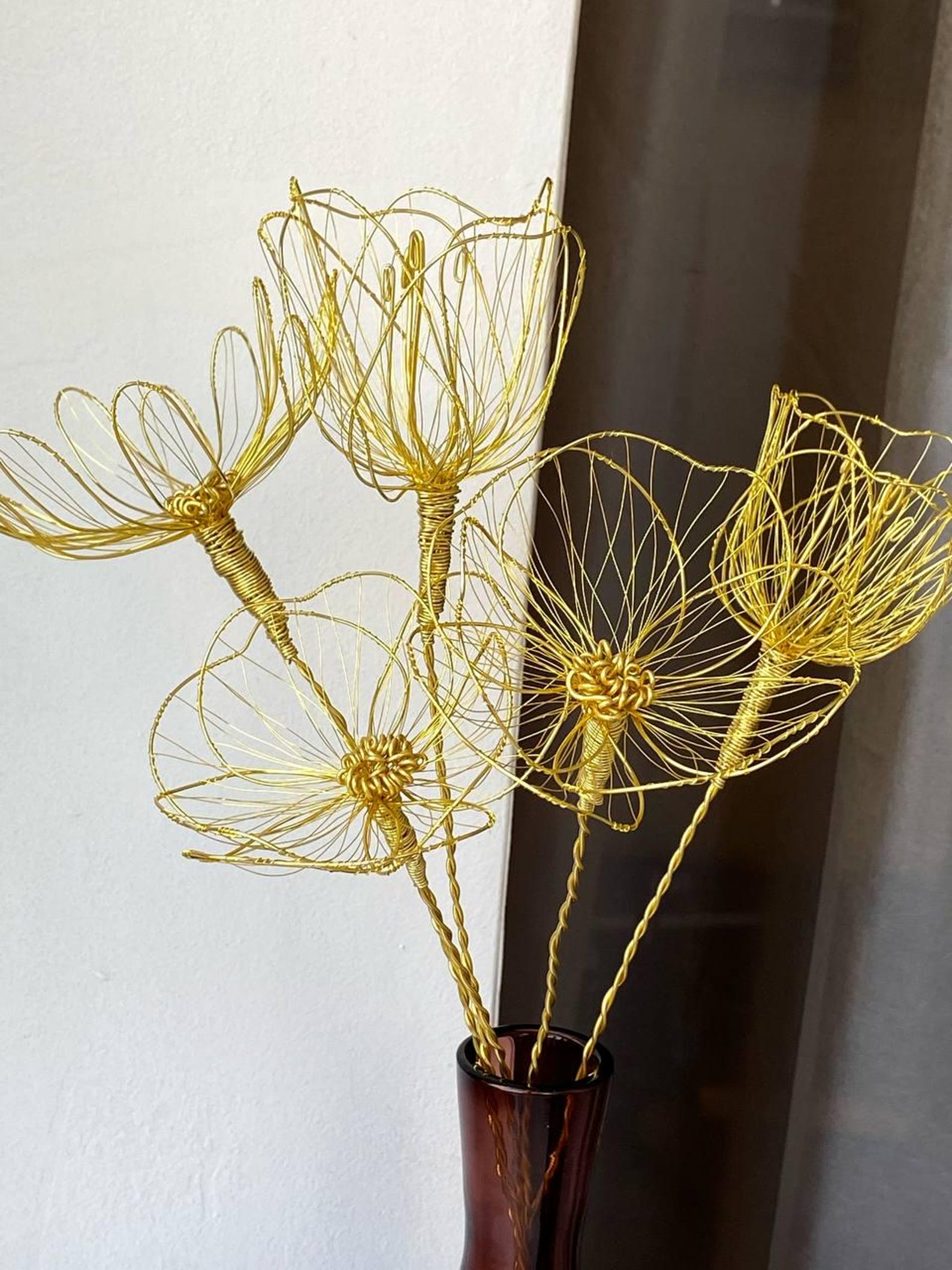 Golden Wire Flowers. Wire Bouquets. - Etsy