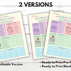 Editable Homeschool Schedule, Kids Homeschool Planner for Kids ...